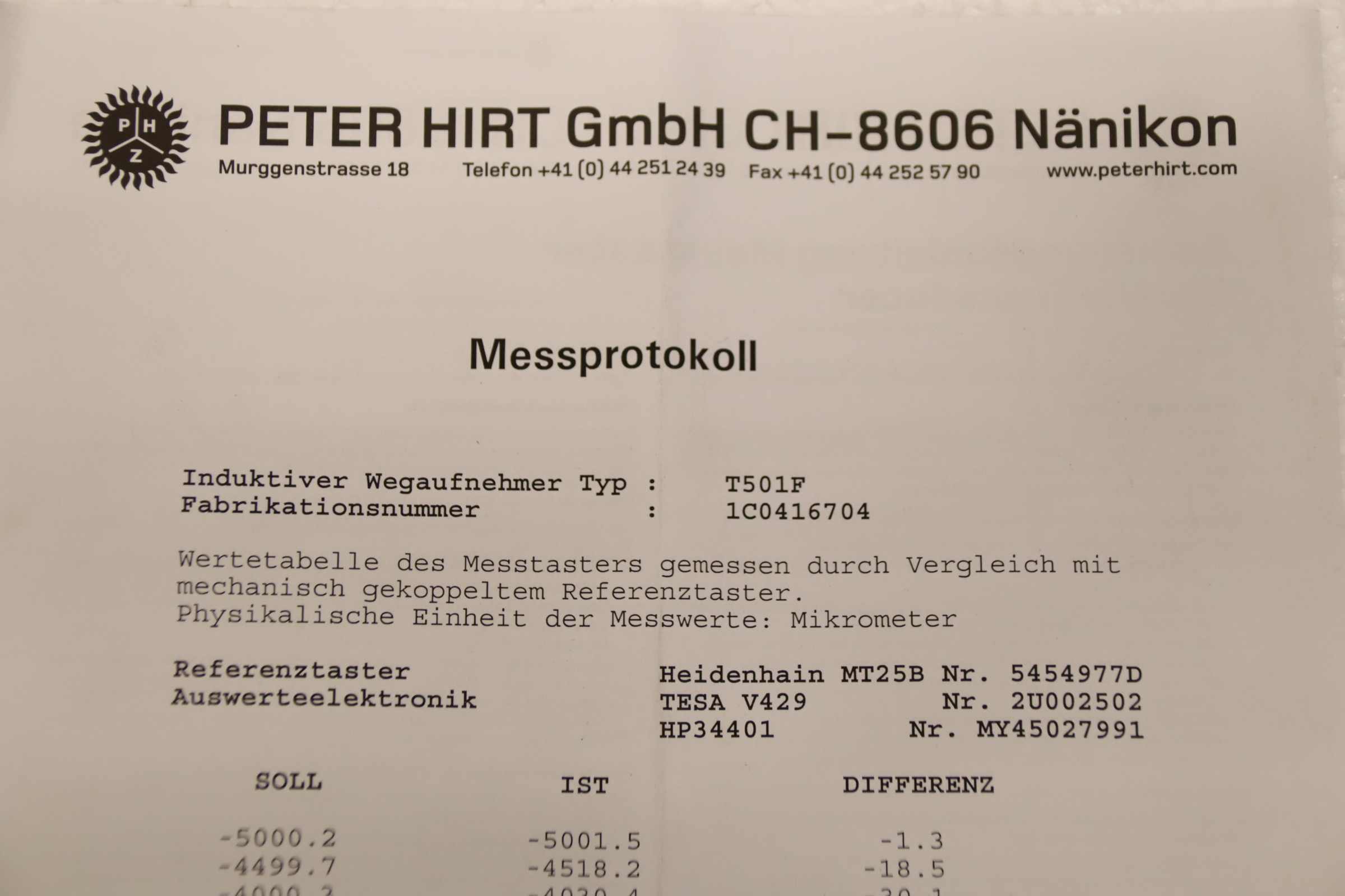 Messtaster von Peter Hirt - T501F